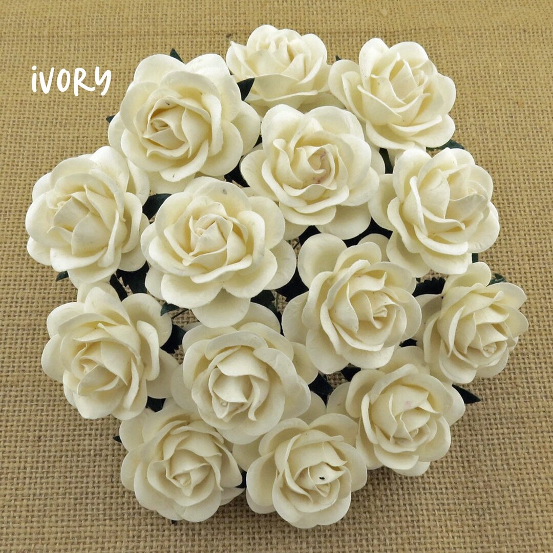 LIMITED STOCK - 40mm Ivory Trellis Roses 5pk - Paper Flowers ...