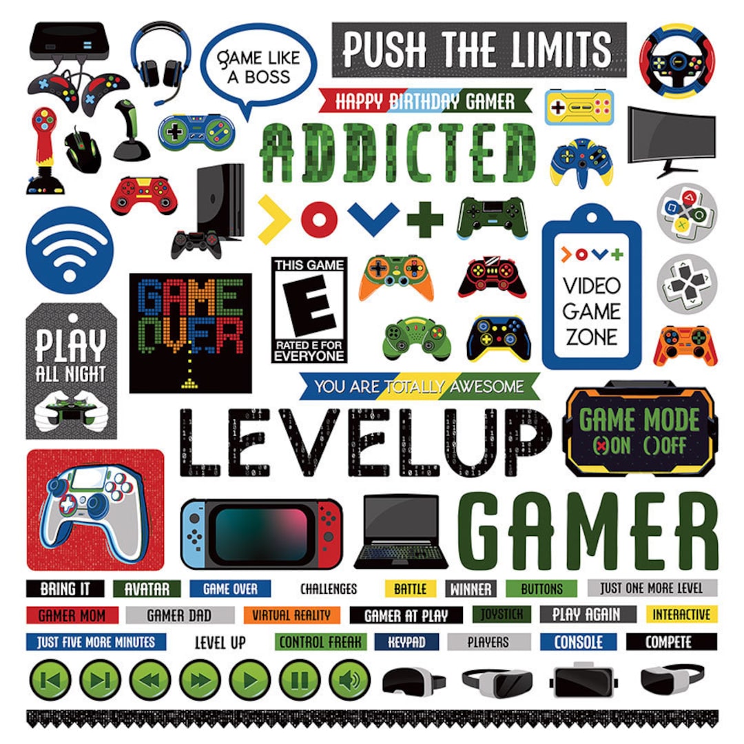Photoplay 12x12 Gamer Sticker Pack - Gamer Stickers - 12x12 Sticker ...