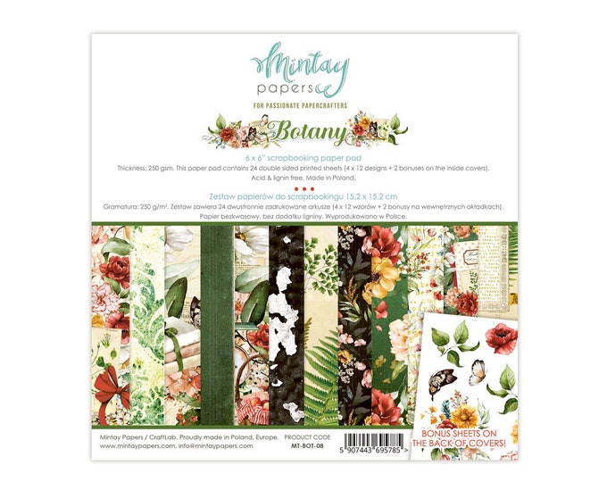 Mintay 6x6 Botany Mintay Paper Pack - Double Sided Paper - 6x6 Paper ...
