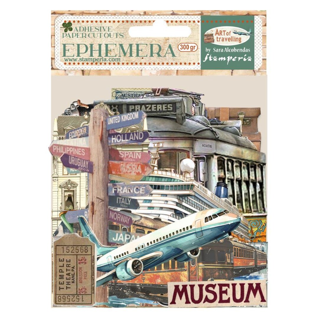 Stamperia Art of Traveling Ephemera - Ephemera Assortment - Adhesive ...
