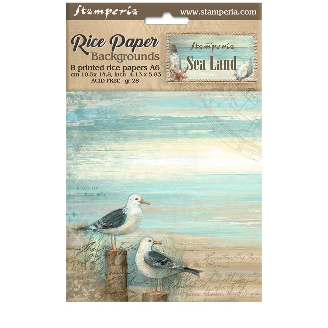 Stamperia A6 Sea Land 8pk Rice Paper - Rice Paper - A6 Rice Paper - Sea ...