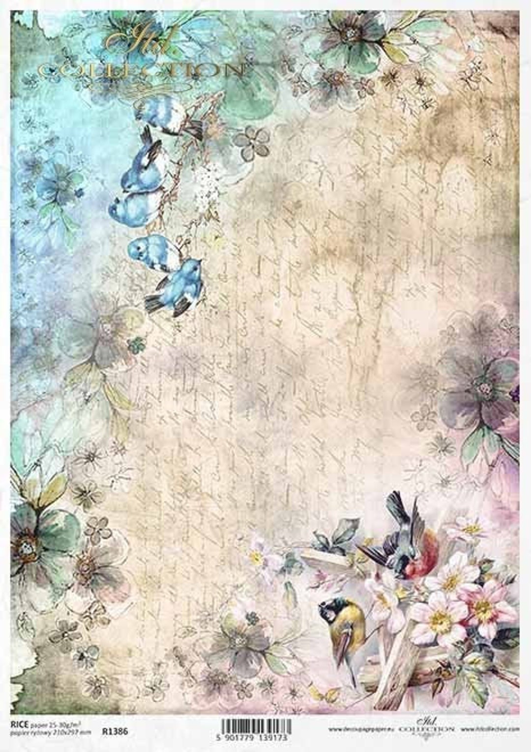 ITD Collection Spring, Birds, Flowers Rice Paper - Birds Rice Paper ...