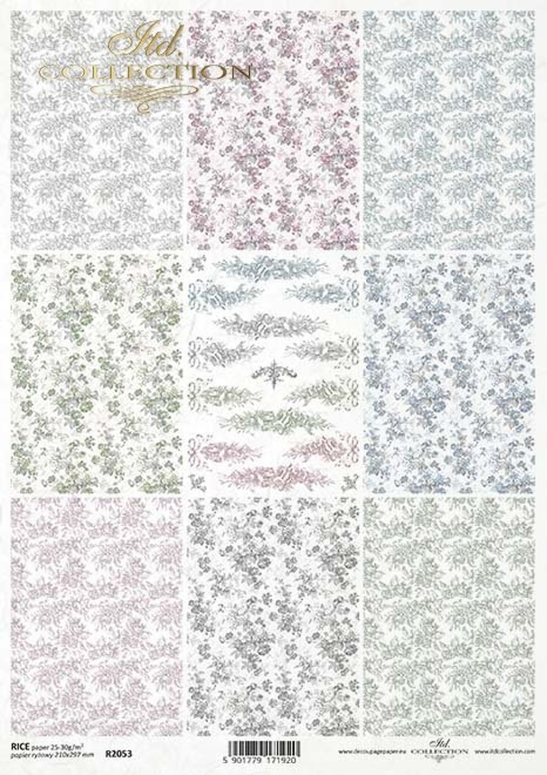 ITD Collection A4 Shabby Chic Series Collage Rice Paper - Floral Motif ...