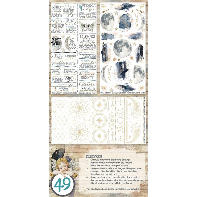 49 & Market 6x12 Starlight Dreams Rub-on Transfer Sheets - Decor ...