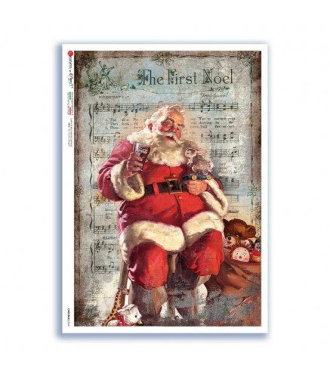 Paper Designs A4 Christmas_0341 Rice Paper - Santa Claus With Music - Decoupage Rice Paper - A4 ...