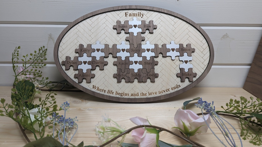 Jigsaw Puzzle Piece Family Tree Plaque, Mothers Day, Gift for Mom, Mum ...