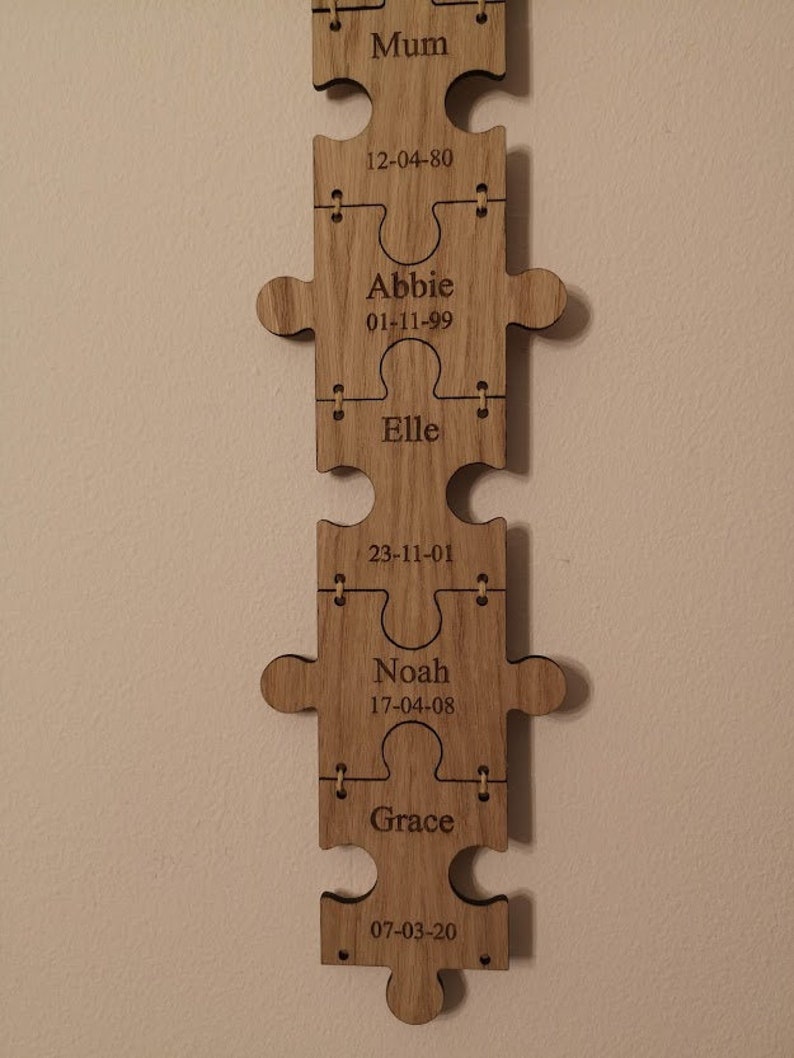 Rustic, Personalised Family Tree. Hanging Jigsaw Puzzle. Mother's ...