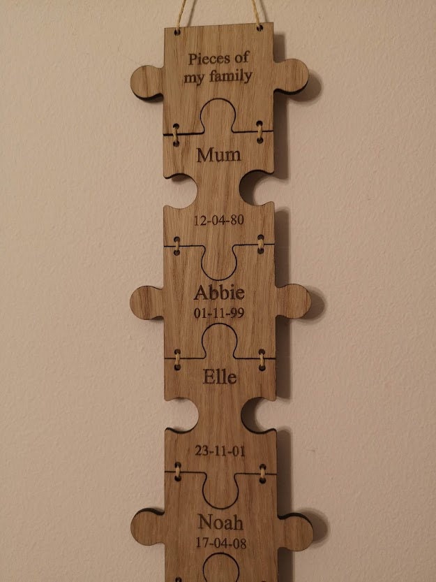 Rustic, Personalised Family Tree. Hanging Jigsaw Puzzle. Mother's ...