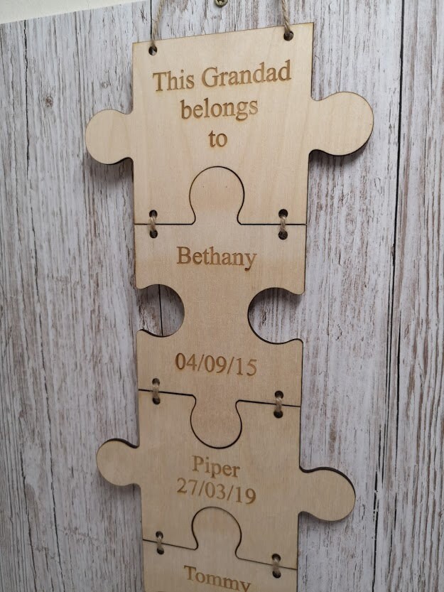 Rustic Personalised Family Tree. Hanging Jigsaw Puzzle. | Etsy
