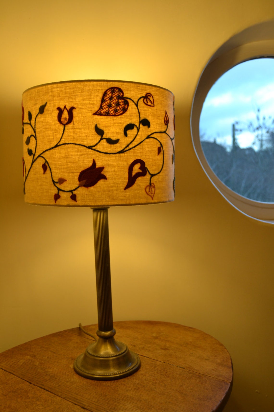 Autumn / Fall Tendrils Crewelwork Hand Embroidered Lampshade - Etsy UK