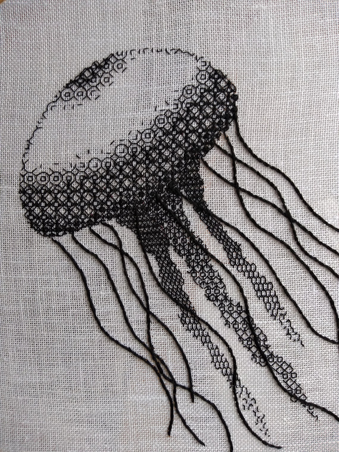 Blackwork Shaded Jellyfish Embroidery Kit - Etsy