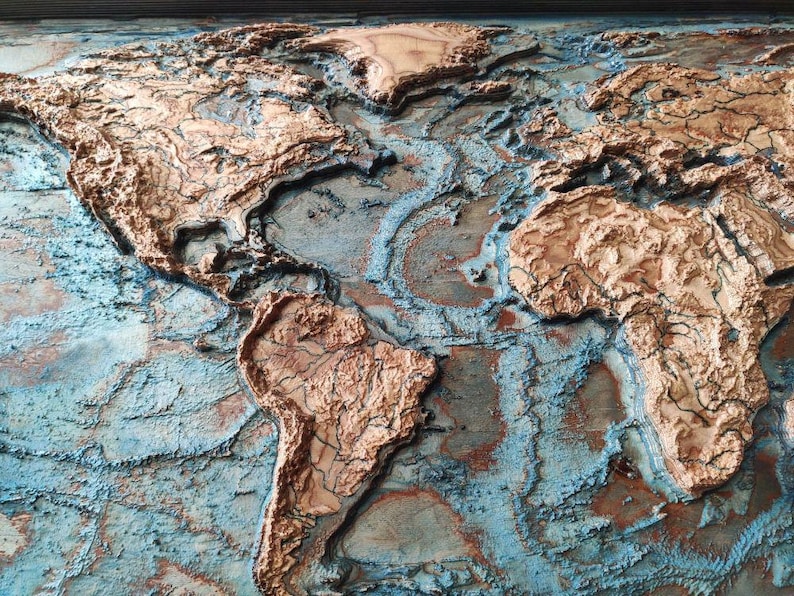 3D Wooden Map of the World 28 X 48 70 Cm X 120 Cm - Etsy