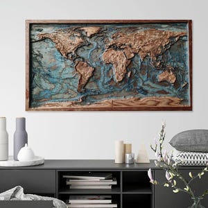3D Wooden Map of the World 28 X 48 70 Cm X 120 Cm - Etsy