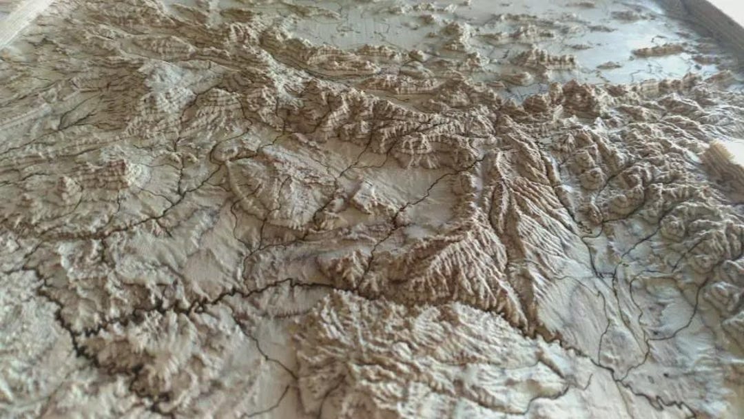 Custom Made 3D Wooden Topographic Map – 48" × 30" Raised Relief Terrain ...
