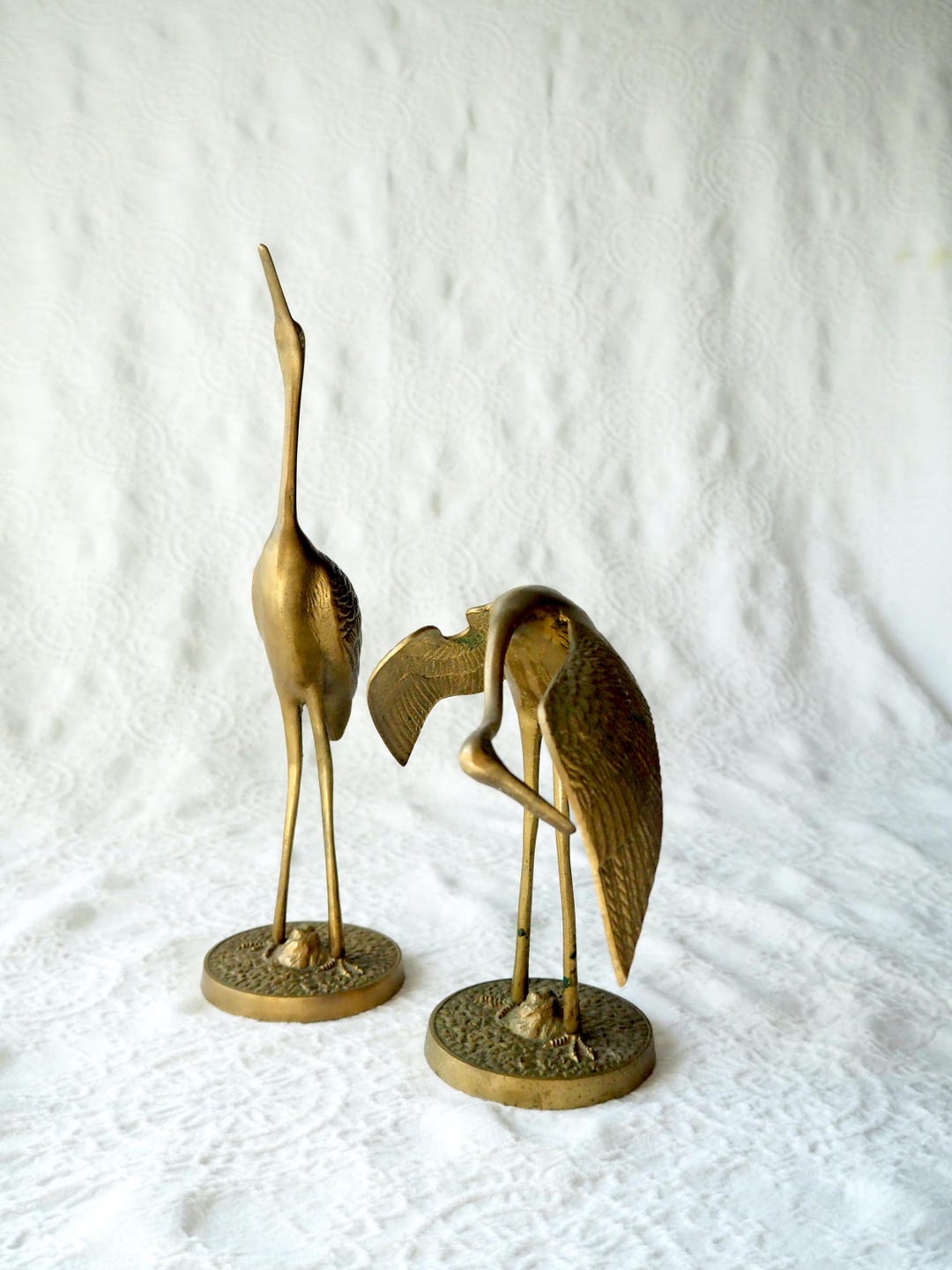 Brass Crane Egret Bird Sculpture Statue Figurine Pair - Etsy