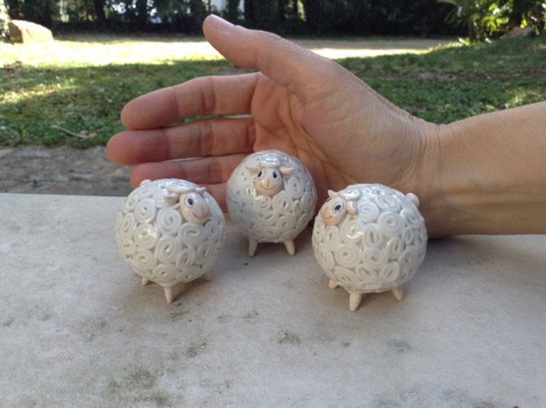 Set of Three Miniature Sheep-ceramic Animals-home Decor - Etsy