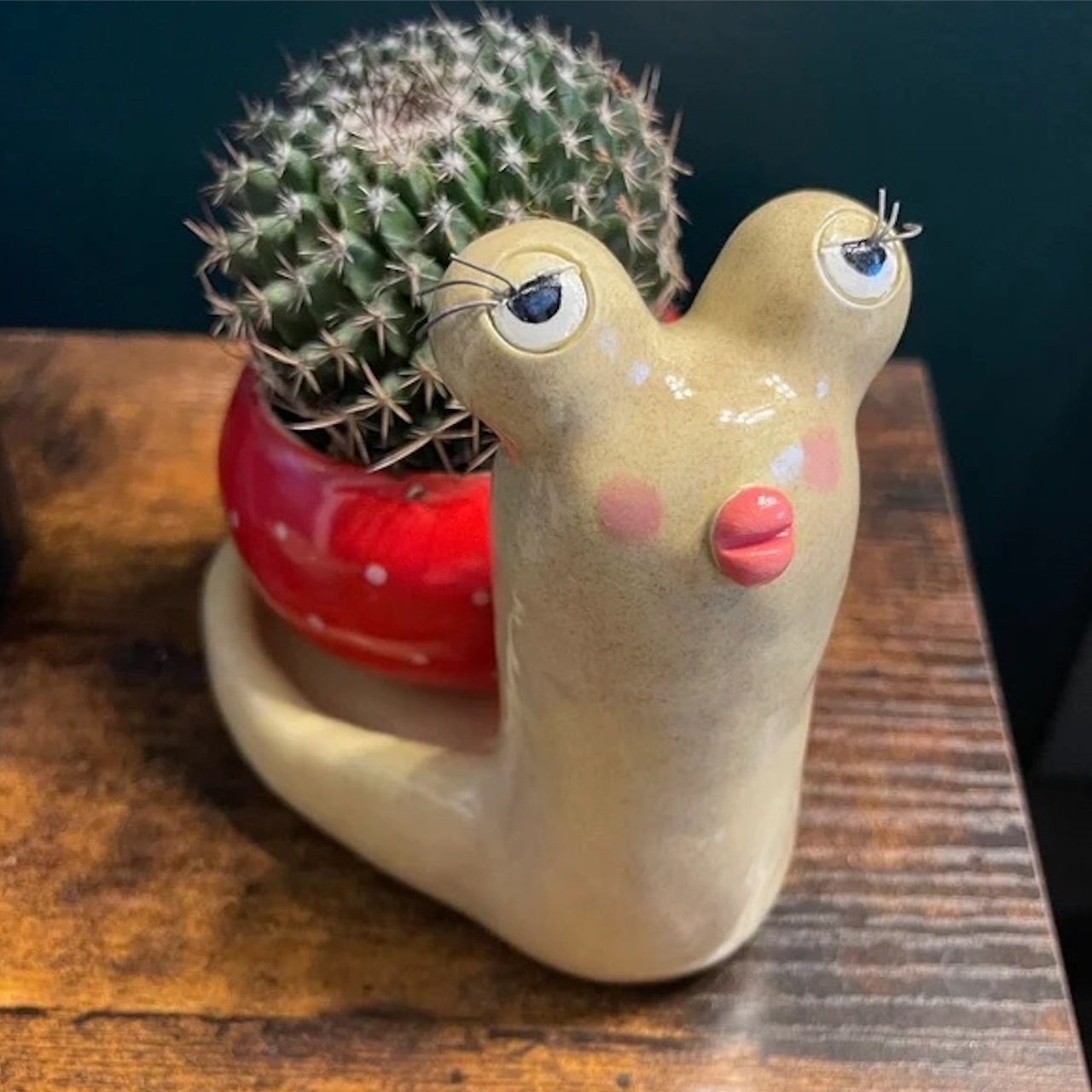 Handmade Ceramic Snail Planter-succulent Planter With Drain Hole and ...