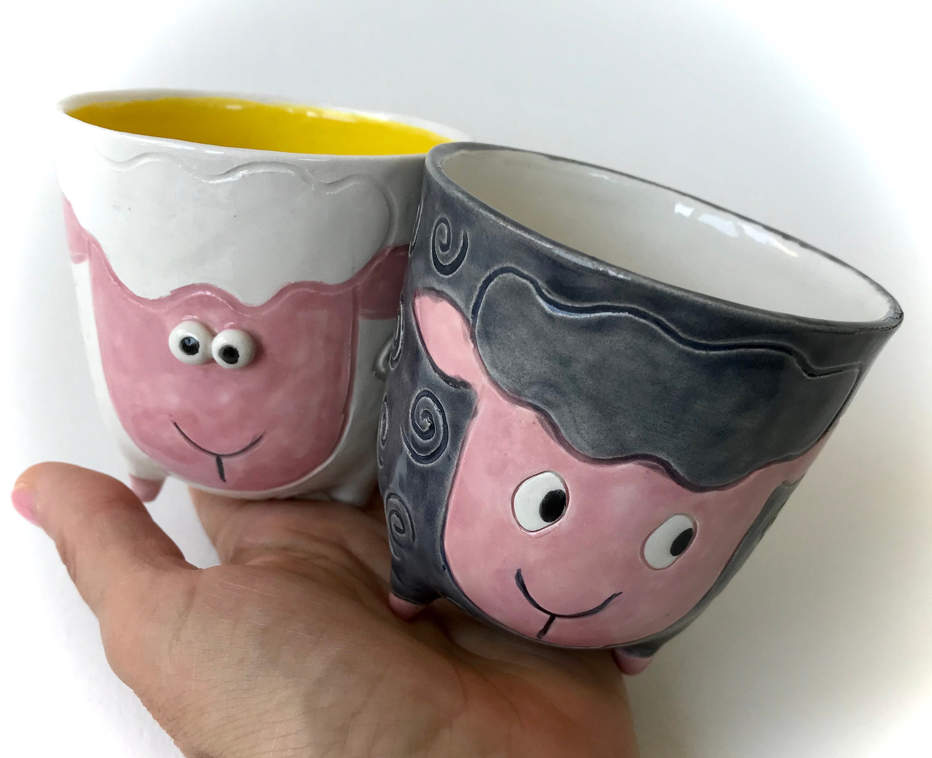 Set of Two Handmade Macchiato Cups Supercute Sheep Cups - Etsy UK