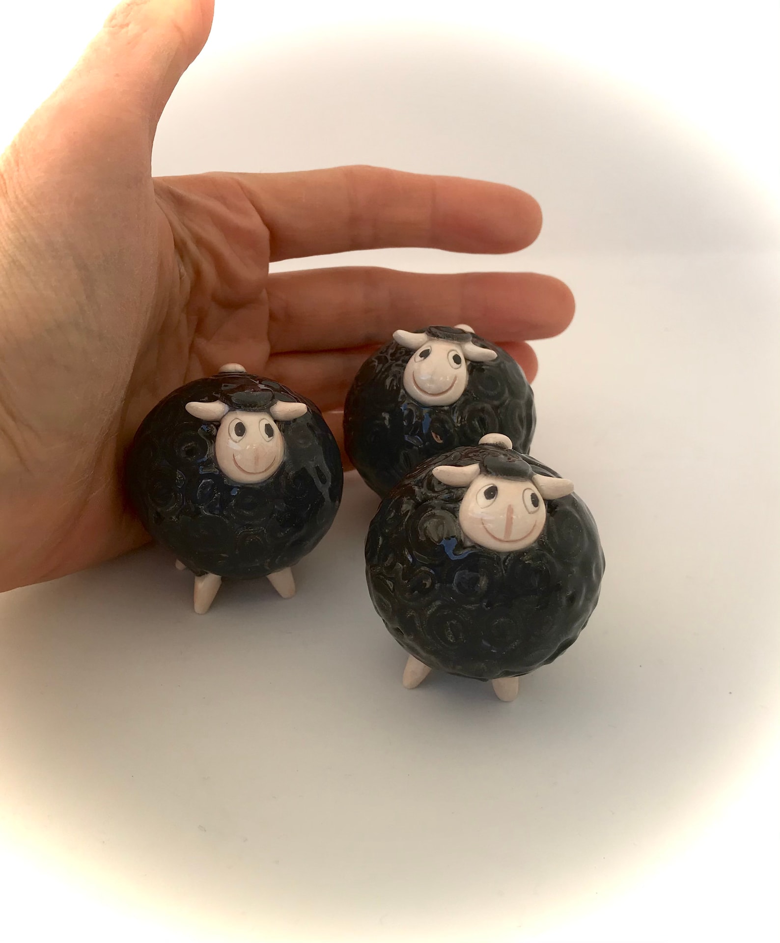 Set of Three Miniature Sheep-ceramic Animals-home Decor - Etsy