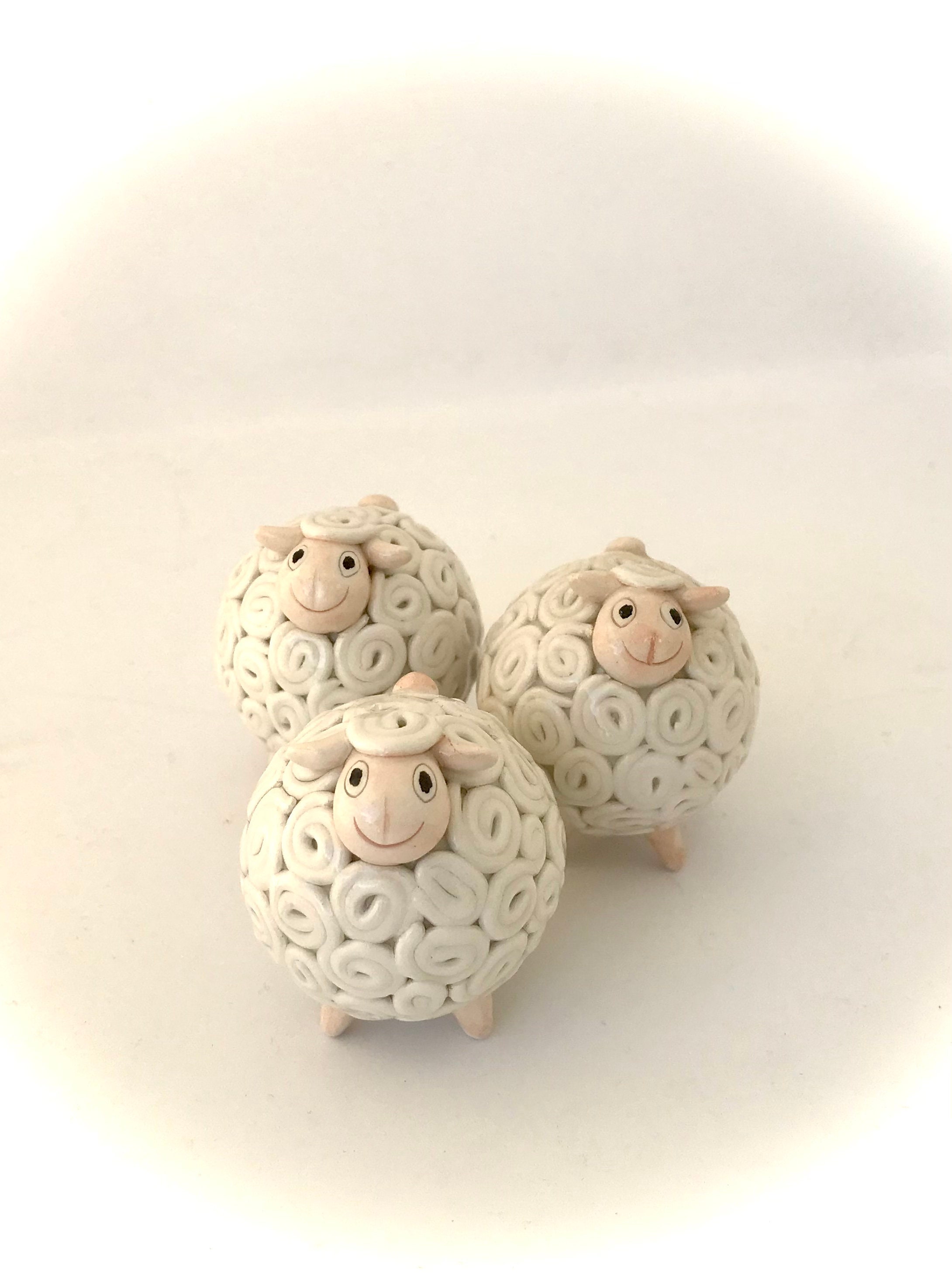 Set of Three Miniature Sheep-ceramic Animals-home Decor - Etsy