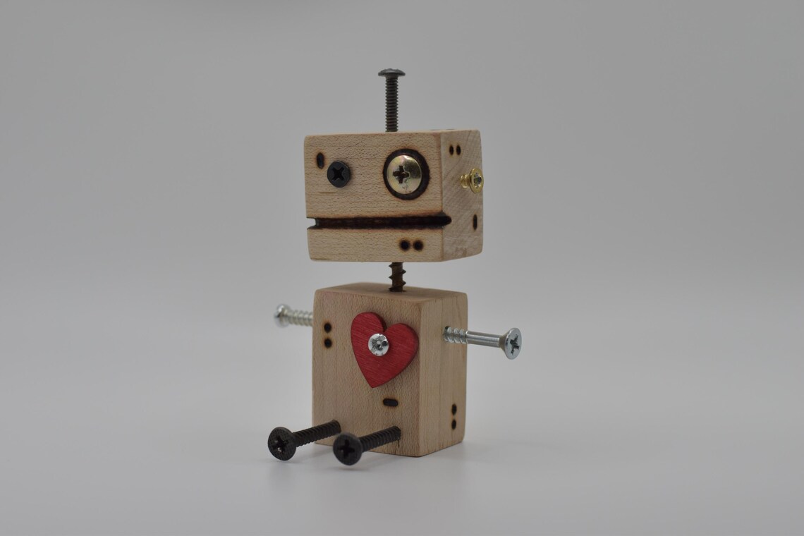 Handmade Wooden Robot, Sculpture, Home and Office Decoration, Unique ...