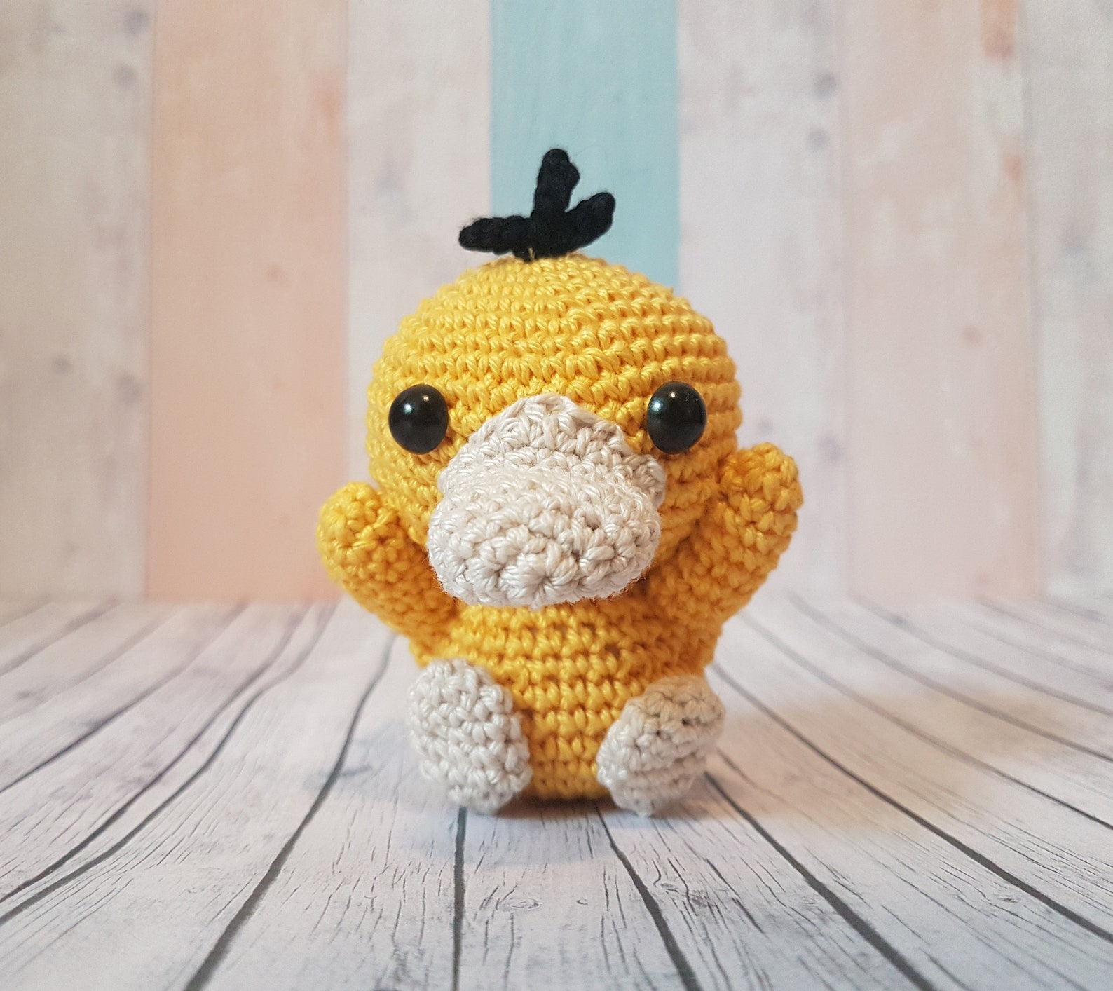 Crochet Psyduck Amigurumi – Handmade Cotton Stuffed Animal – Nursery ...