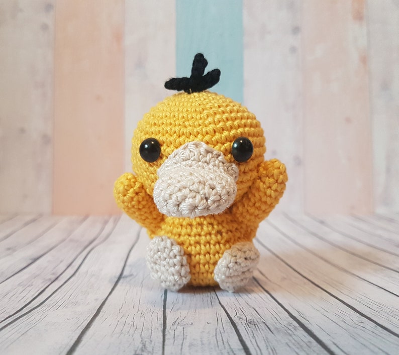 Crochet Psyduck Amigurumi – Handmade Cotton Stuffed Animal – Nursery ...