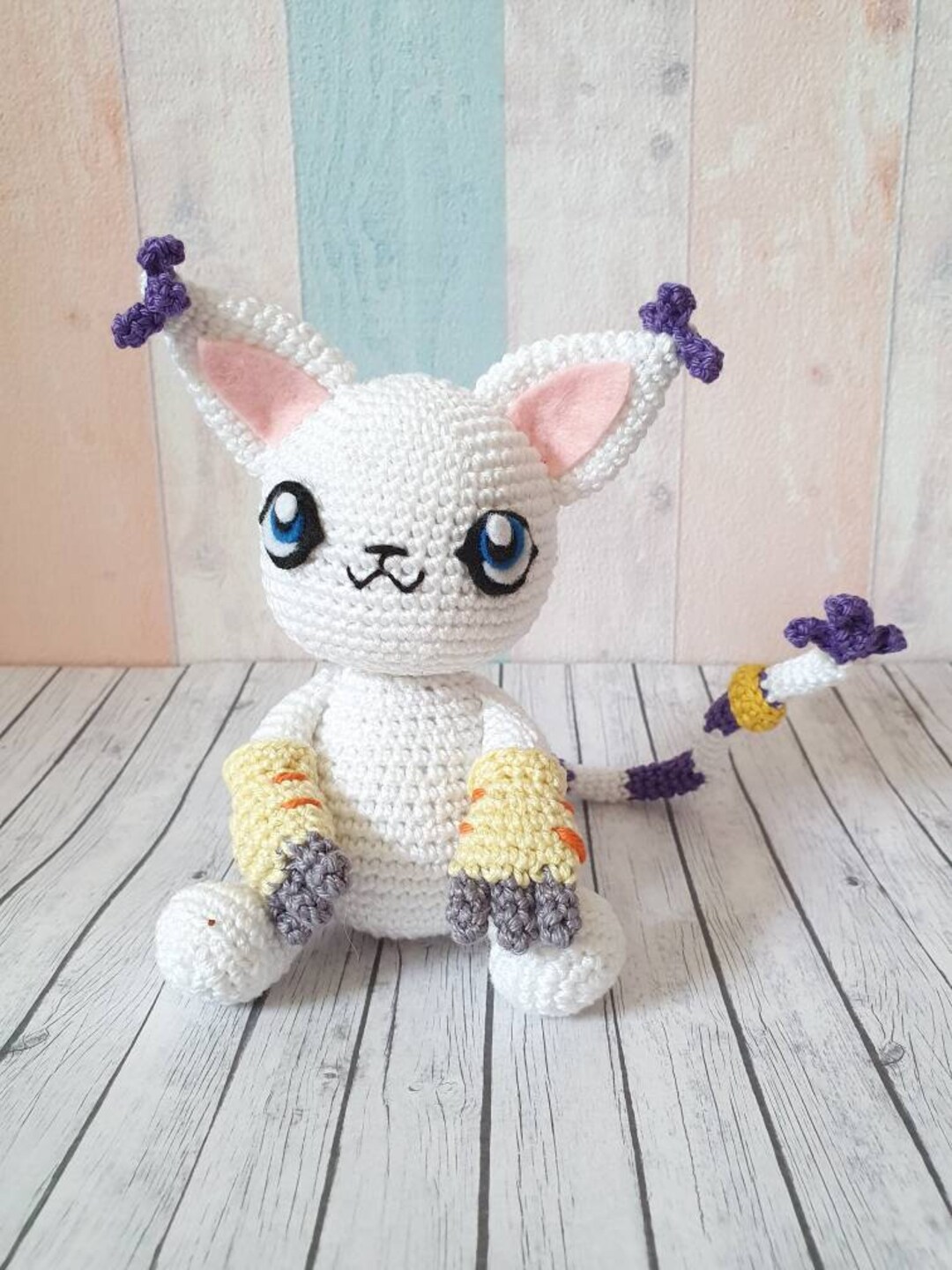 Digimon Amigurumi Gatomon Cat Digimon Adventures Crochet Doll ...