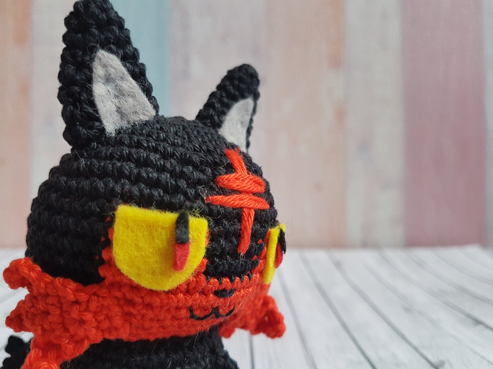 Pokemon Amigurumi Flamiau Litten Amigurumi crochet doll black - Etsy.de