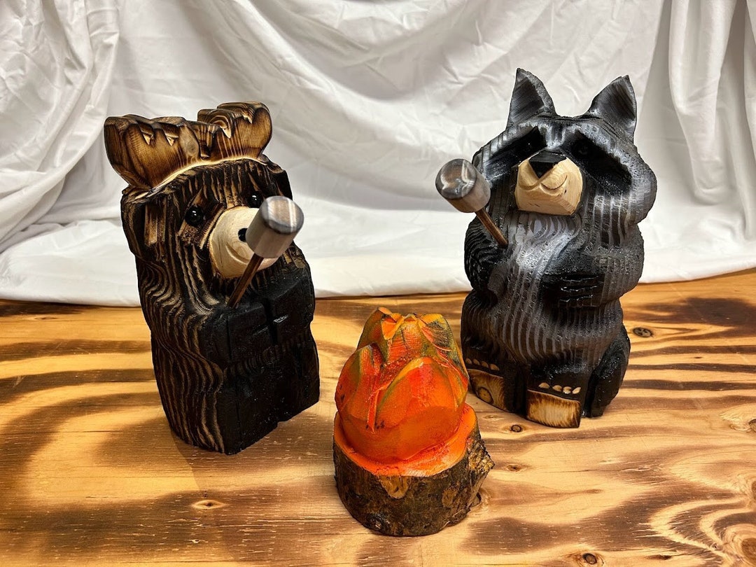 10 Inch Critter Campfire Roasting Marshmallows, Bear, Moose, Beaver ...