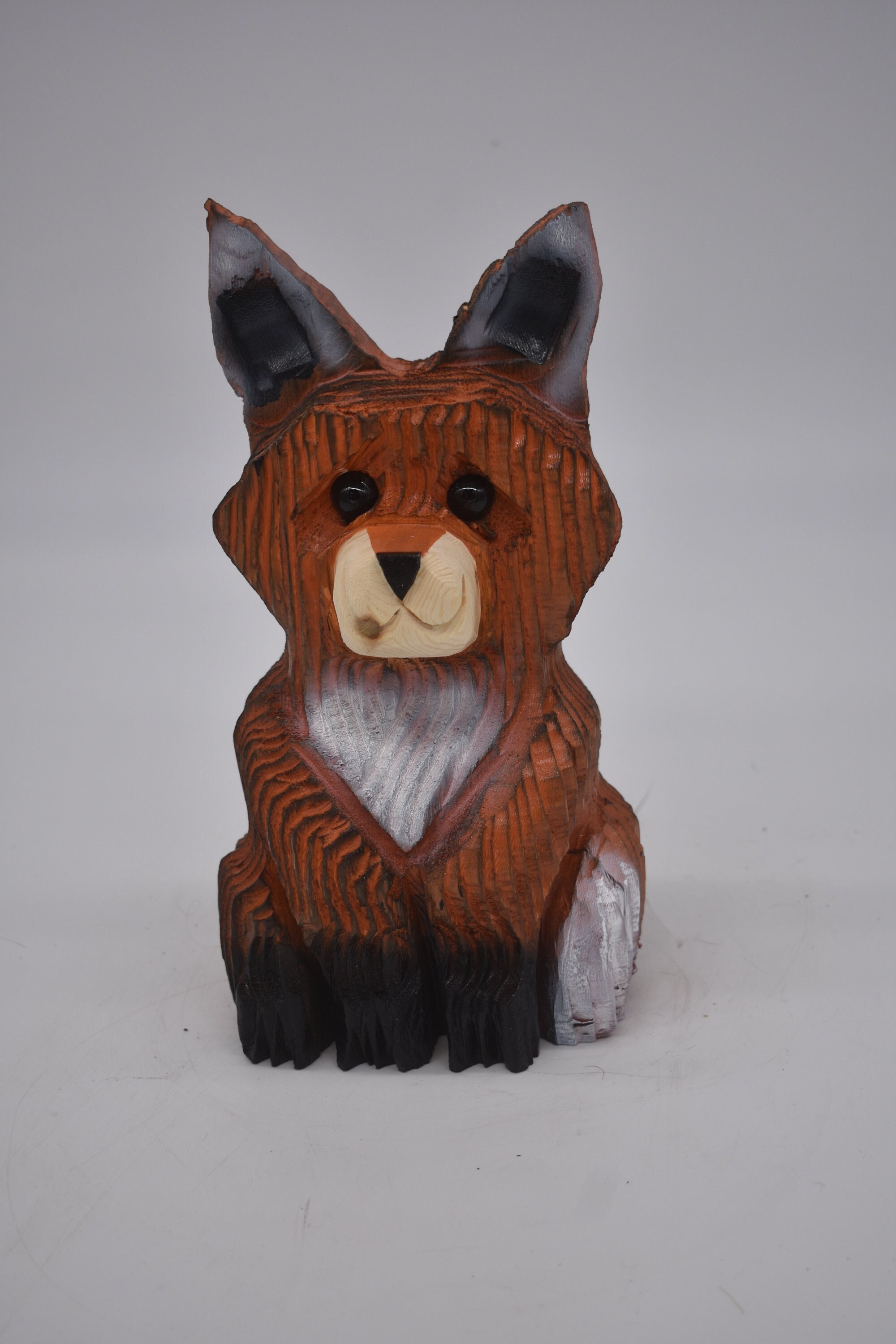 10 Inch Fox Sitting Wood Hand Carved Chainsaw Carving. - Etsy