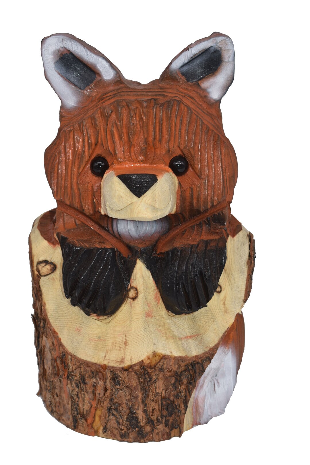 10 Inch Fox in Stump Tail Out Wood Chainsaw Carving - Etsy