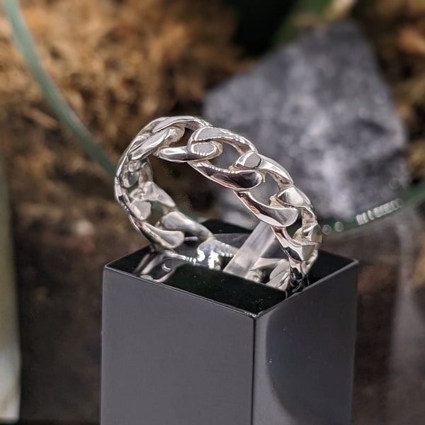 Silver Chain Ring - Etsy