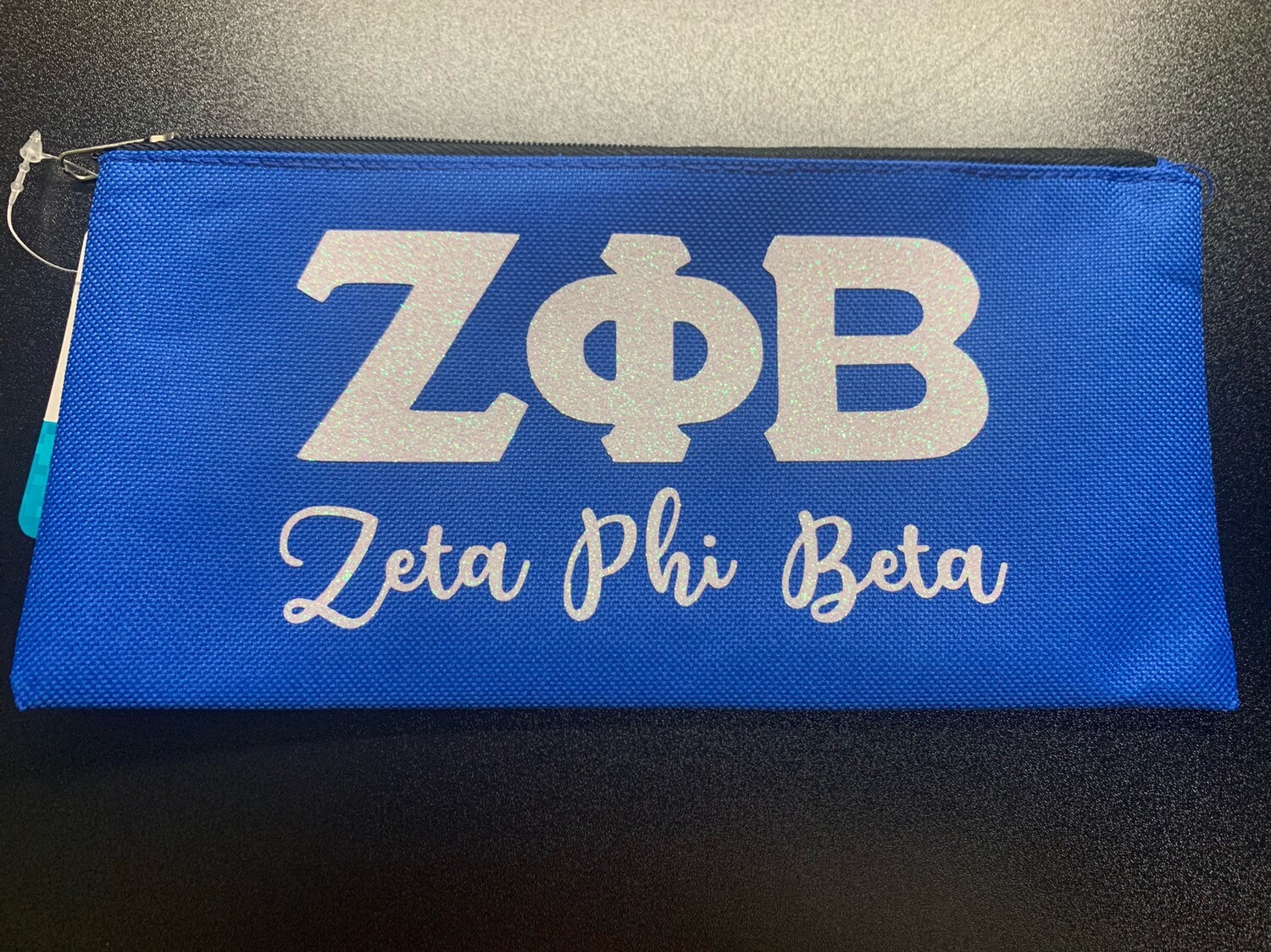 Zeta Phi Beta blue and white glitter small zipper pouch | Etsy