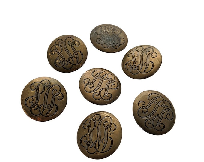 7 Vintage Monogram Buttons2.8 Cm Metal Coat Button Set - Etsy