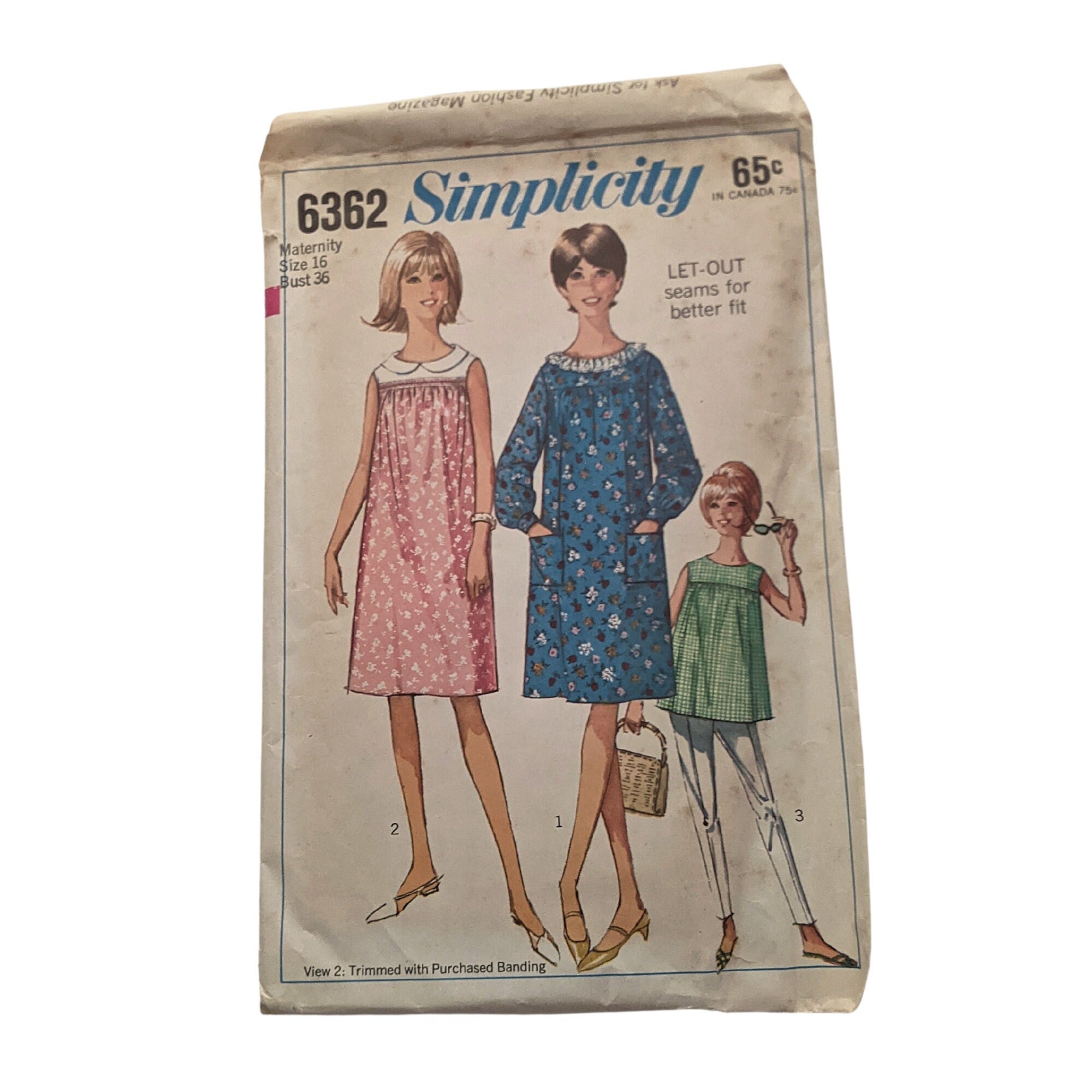 SIMPLICITY Pattern 6362・Vintage 1960s Sewing・Size 16 Maternity Sewing ...