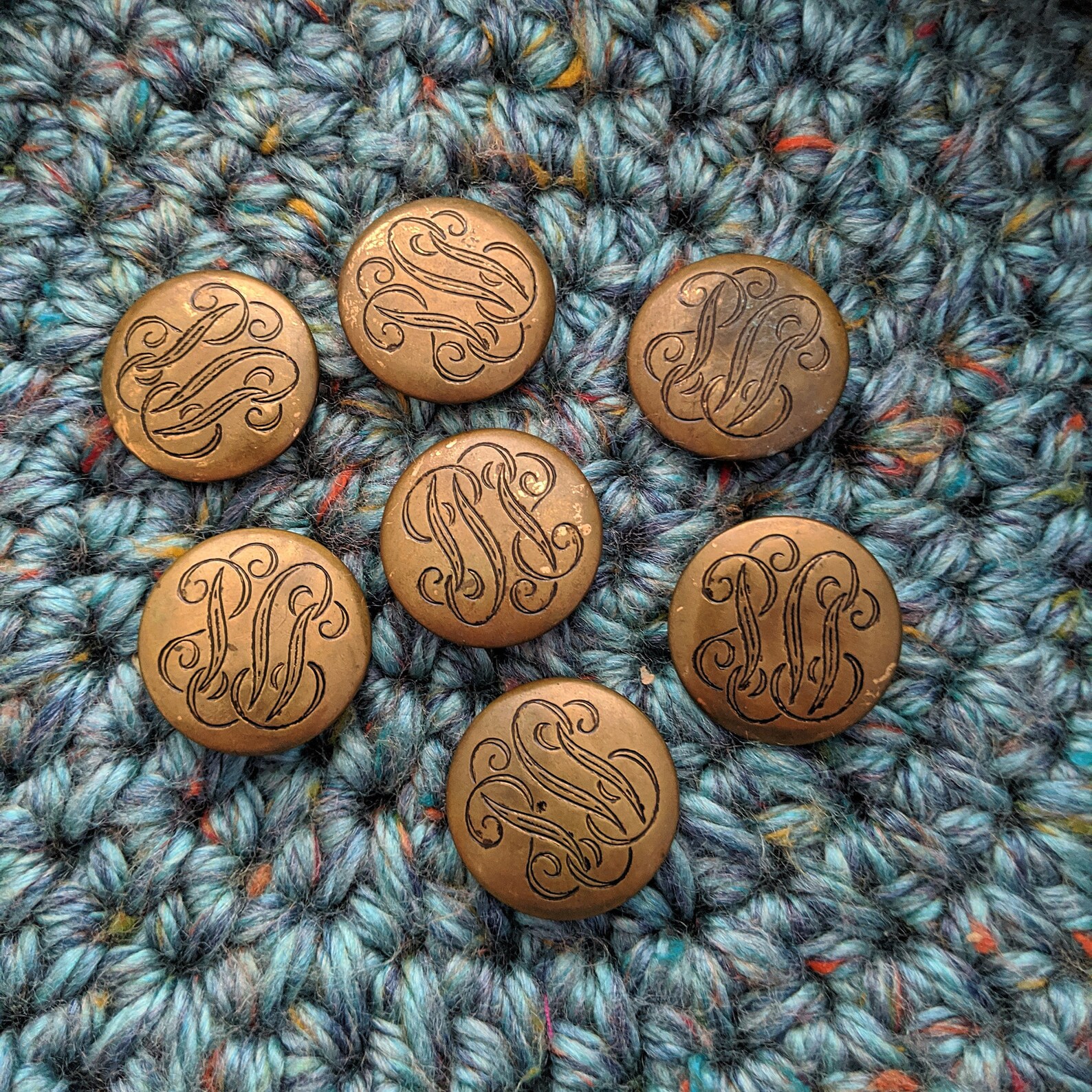 7 Vintage Monogram Buttons2.8 cm Metal Coat Button Set | Etsy