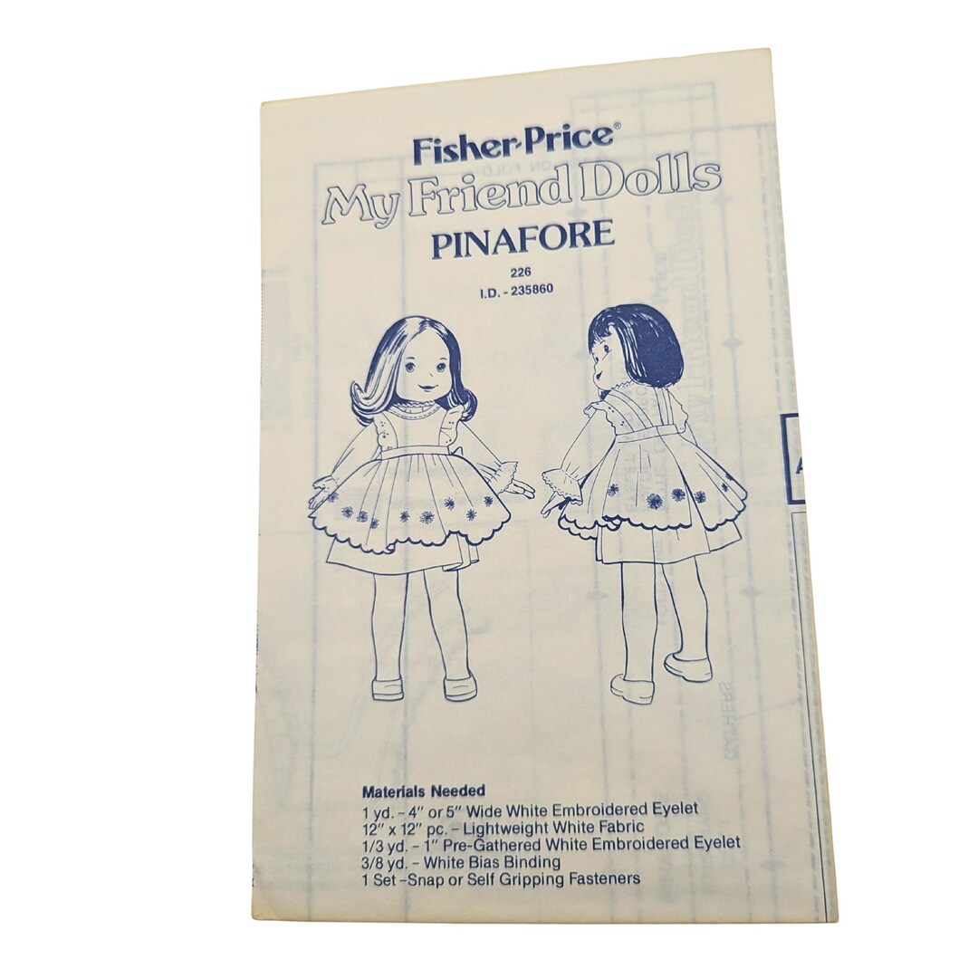 1980 Fisher-price My Friend Dolls PINAFORE Pattern - 16" Doll Clothes ...