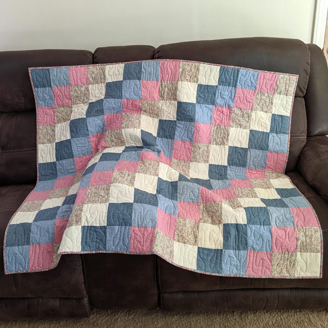 Handmade Patchwork Scrap Quilt・vintage 1980s - 90s Fabrics・47" X 55" - Etsy