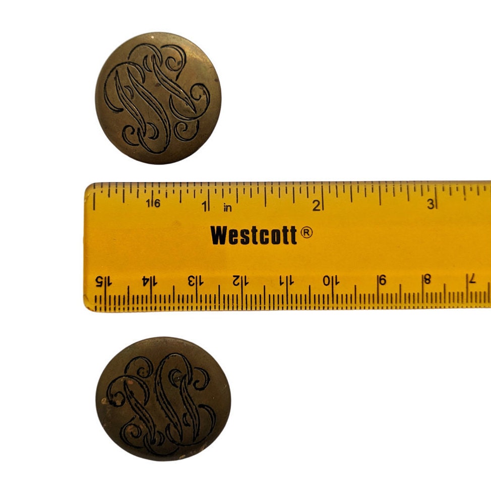 7 Vintage Monogram Buttons2.8 cm Metal Coat Button Set | Etsy