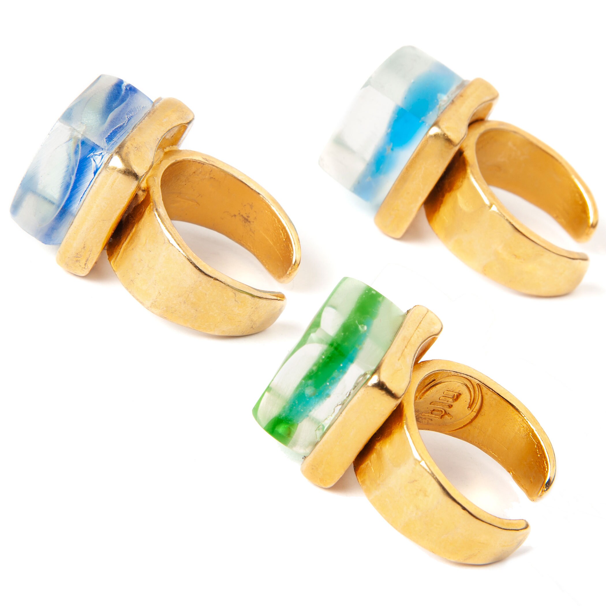 Adjustable Statement Ring With Recycled Wine Bottle Glass Mosaic and ...