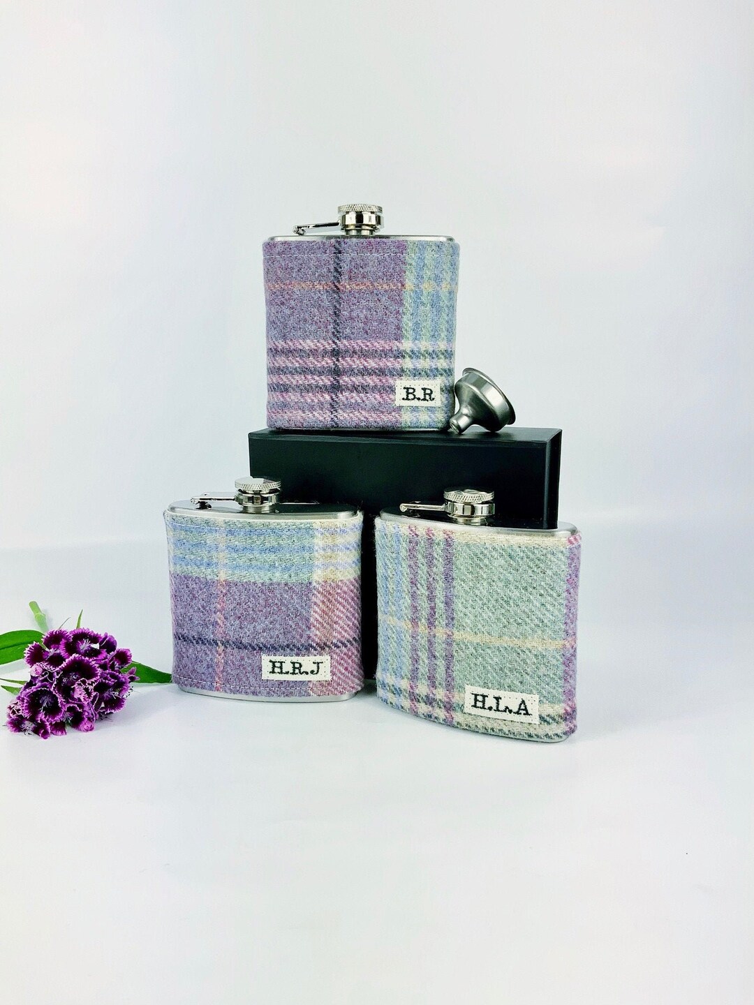 Set of 3 Personalised Bridal Party Hip Flasks Ladies Hip Flasks ...
