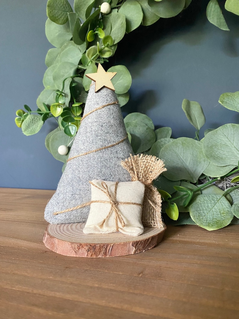 Single Star Tweed Christmas Tree - Christmas Tree Ornament - Decorative ...