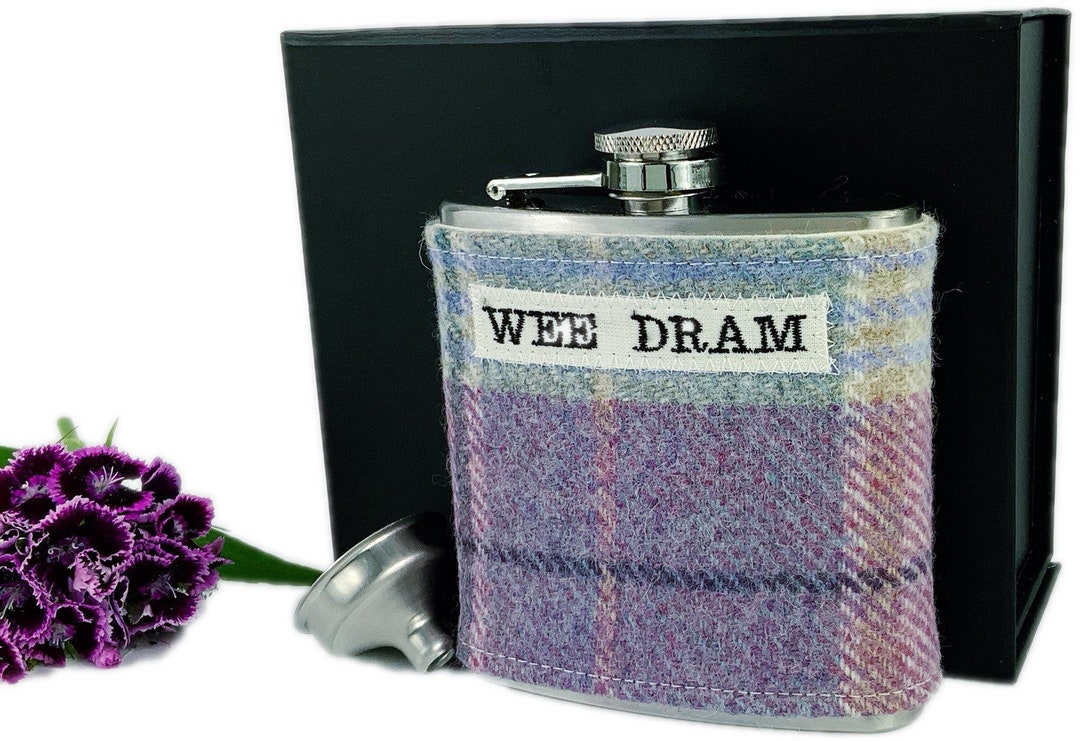 Wee Dram Ladies Tweed Hip Flask - Doric Gift - Gift for Her - Hip Flask ...