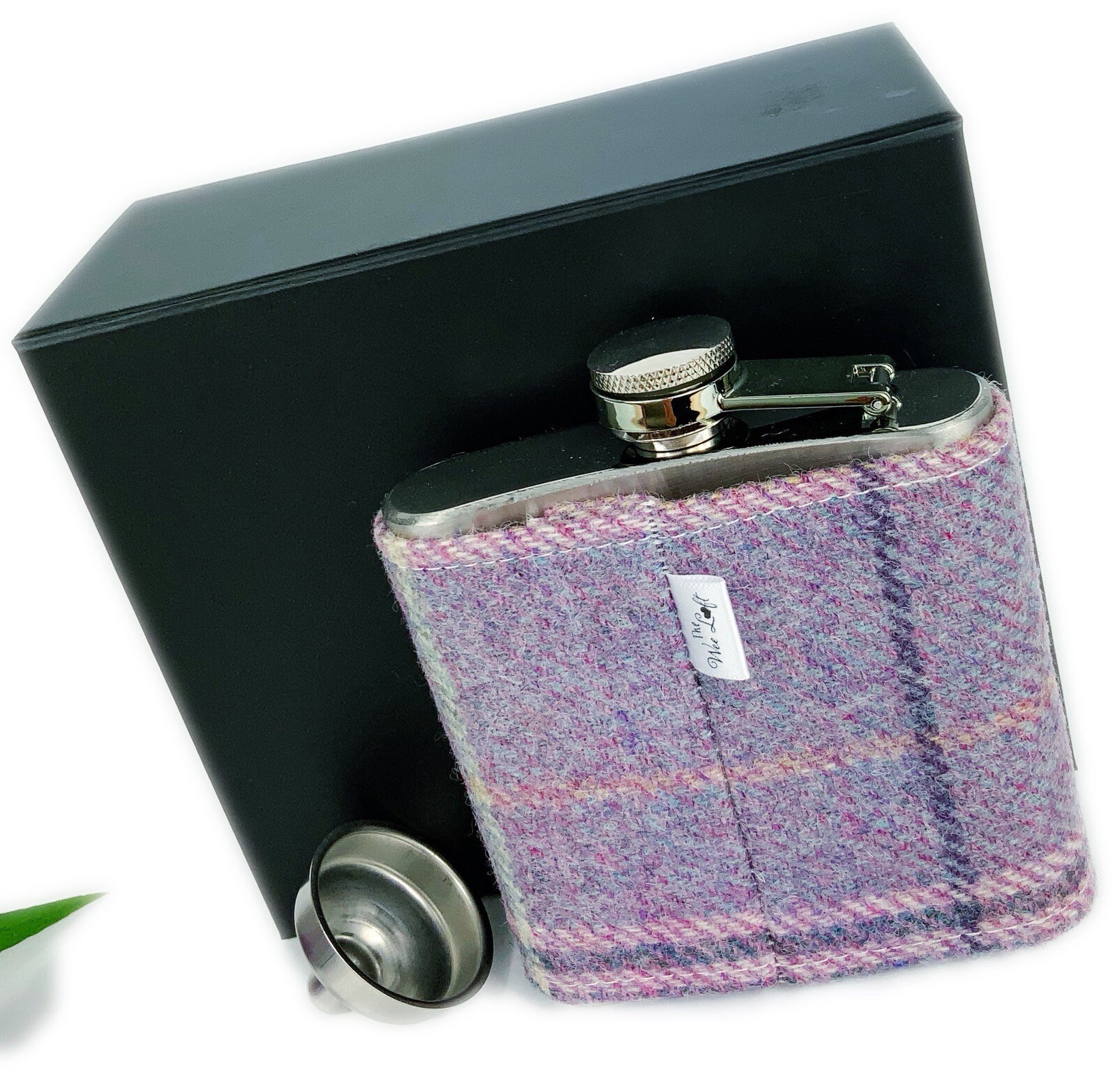 Personalised Tweed Hip Flask - Customised Hip Flask - Ladies Hip Flask ...