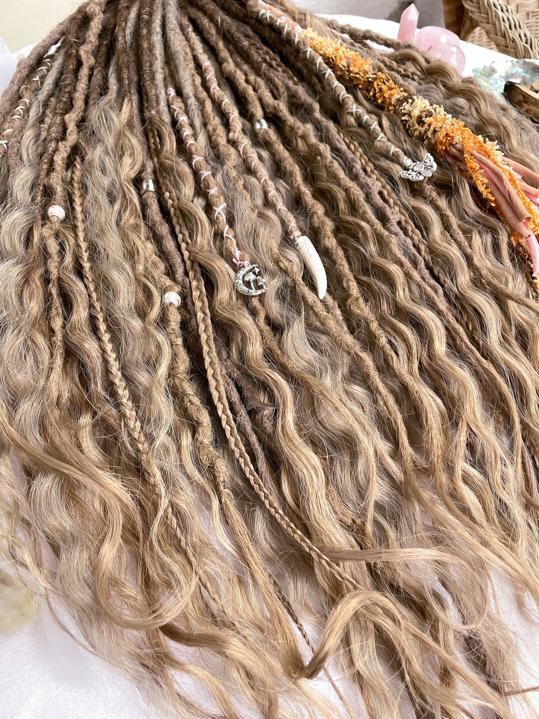 Synthetic Dreads, Creamy Blonde, Curly Mix, Dreadlocks Waves, Beige ...