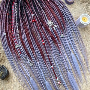 Ready to Ship Amulet Set, Synthetic Dreads, Rich Cherry Red and Lilac ...