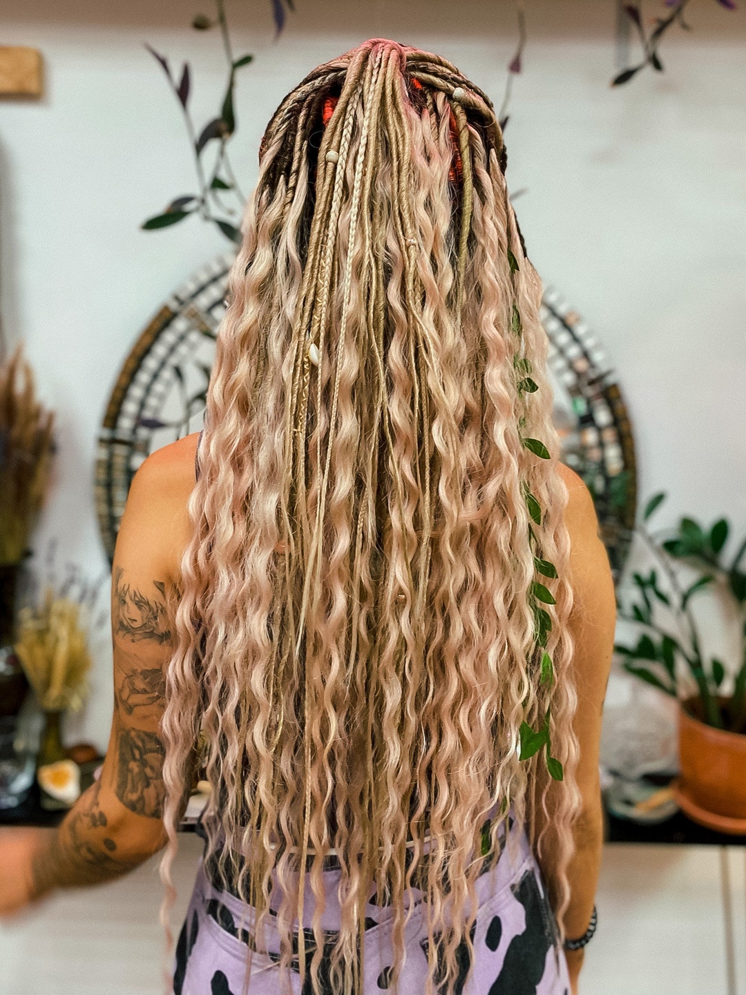 Rose Moon Synthetic Dreadlocks: Pink Ombre Braids, Boho Hairstyle - Etsy