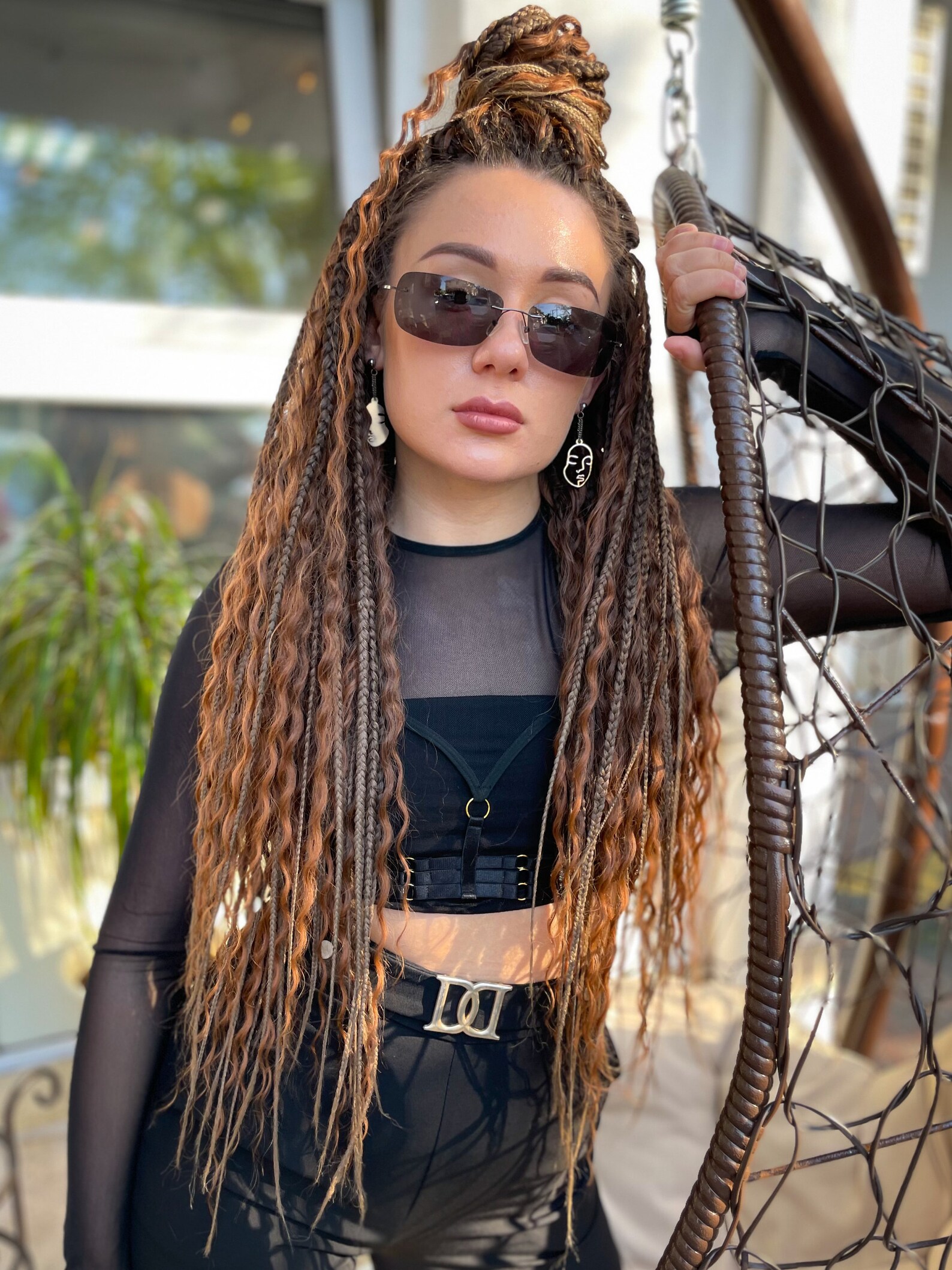Cinnamon Copper Mermaid Braids: Curly Synthetic Dreads, Boho Hairstyle ...