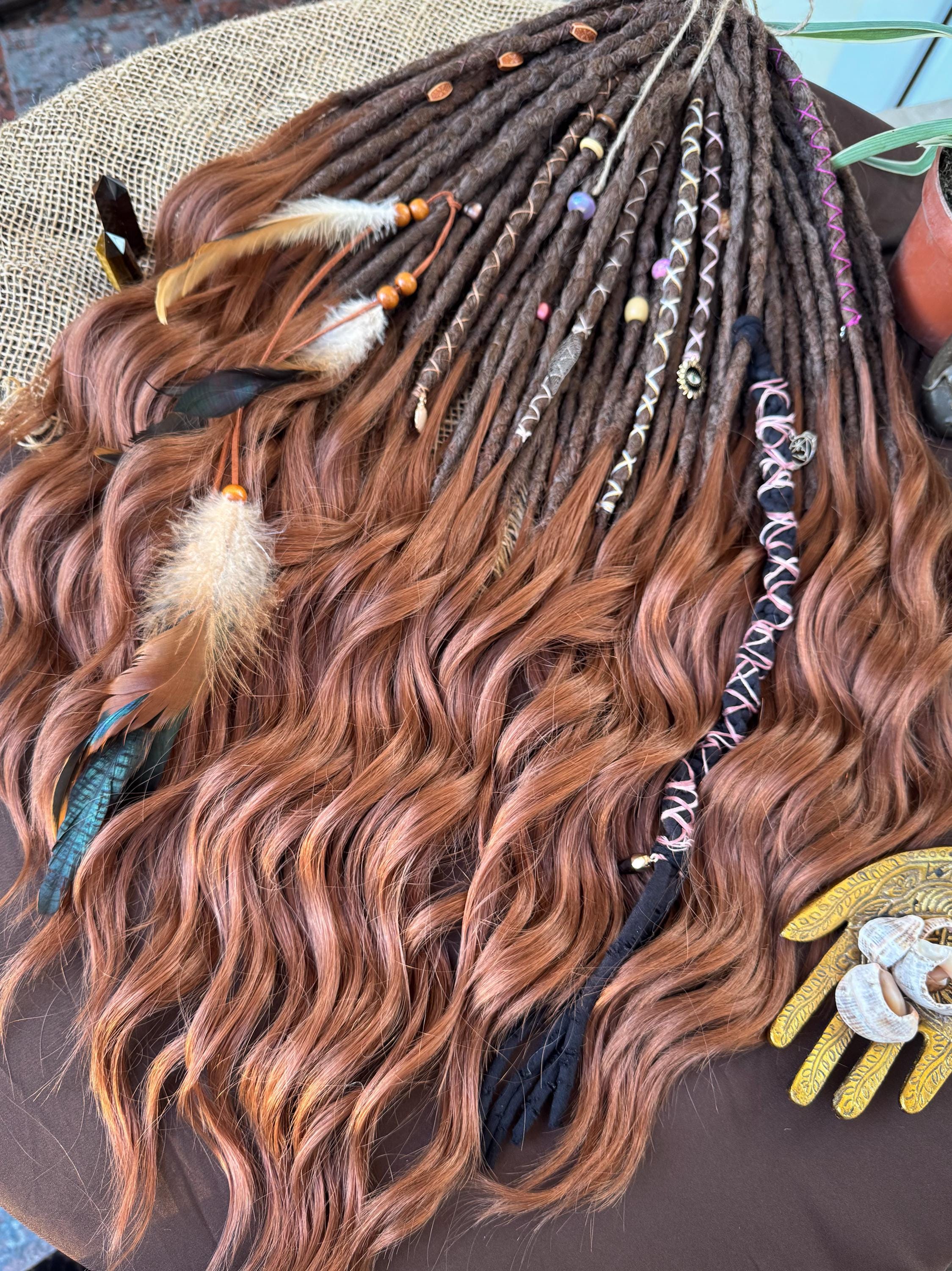 Legends of Autumn Crocheted Synthetic Dreads: Brown & Copper Boho ...